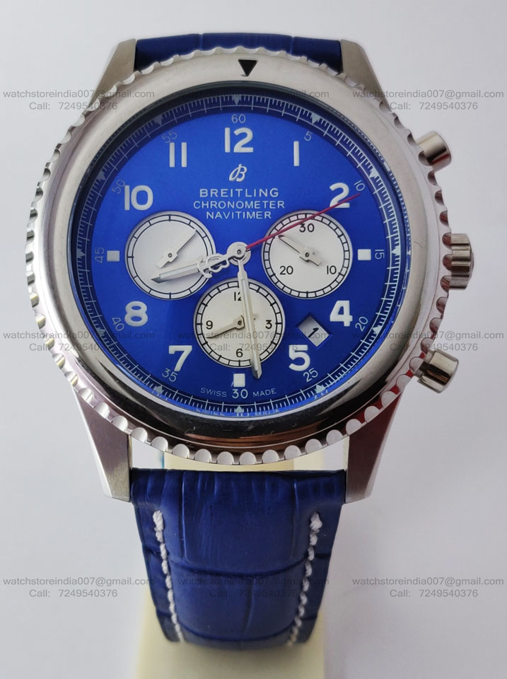 Breitling Navitimer 8 Chronograph Blue Dial Leather Strap | Buy Replica ...